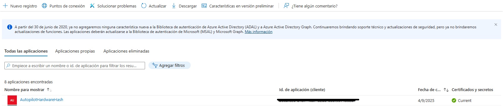 Registro de dispositivos en Autopilot con Powershell y App Registration ...